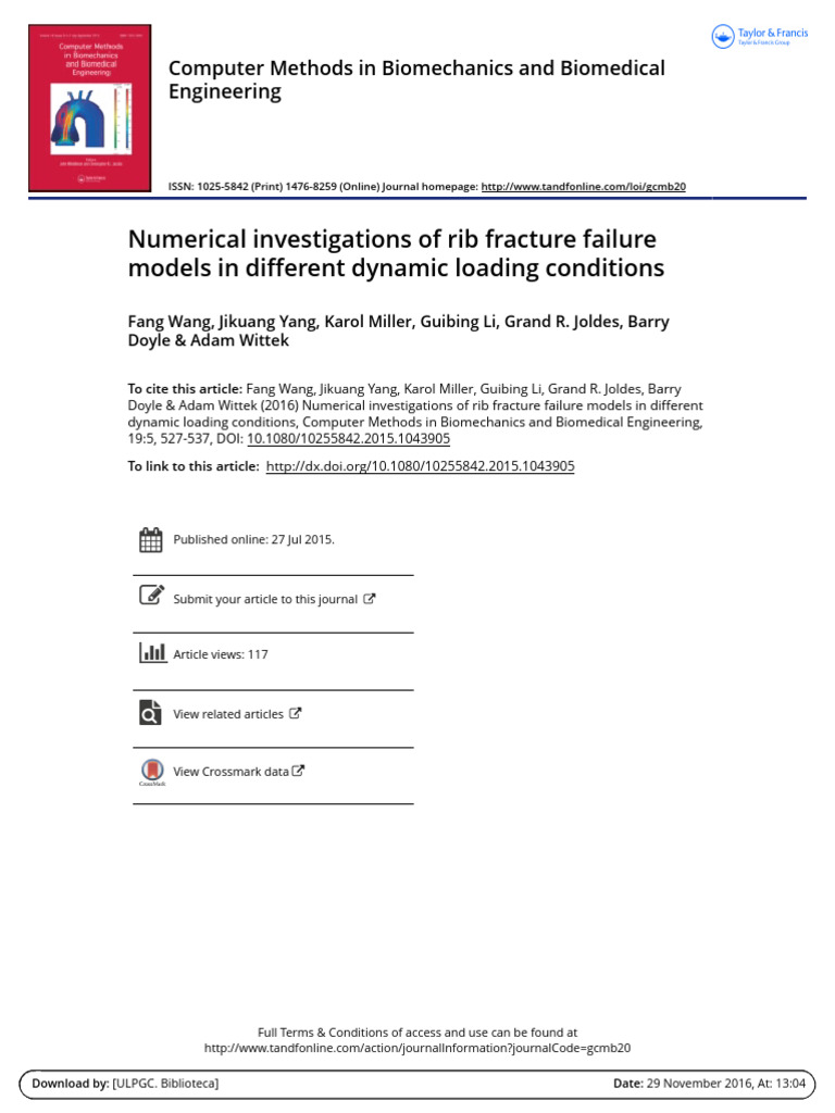 Wang F. 2016 Numerical Investigations of Rib Fracture Failure Models in ...