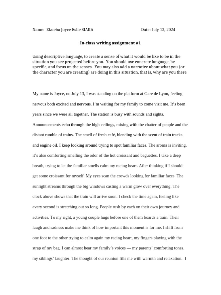 First Creativity Writing Assignment | PDF