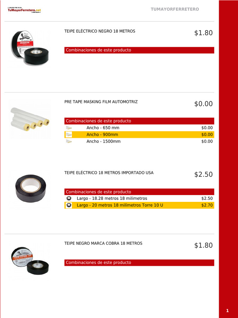 Catalogo Cintas | PDF