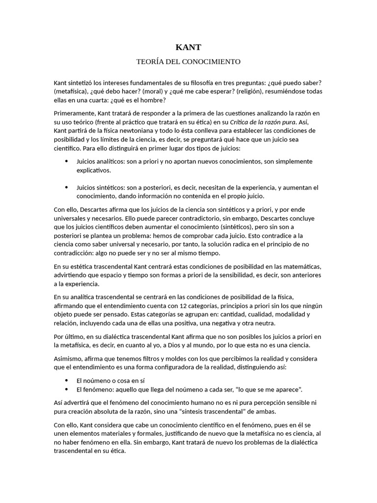 KANT | PDF | Immanuel Kant | A priori y a posteriori