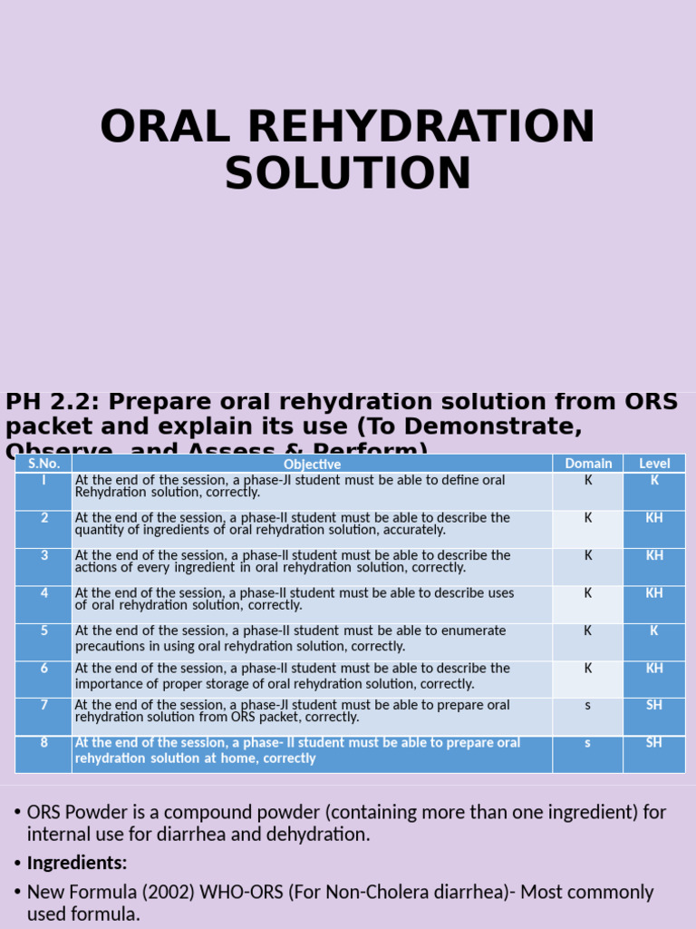 Oral Rehydration Solution | PDF