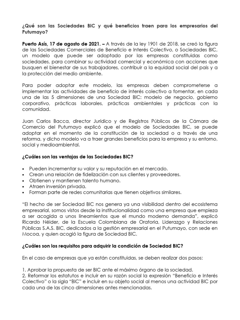 Sociedades BIC | PDF | Setor privado | Conceitos jurídicos