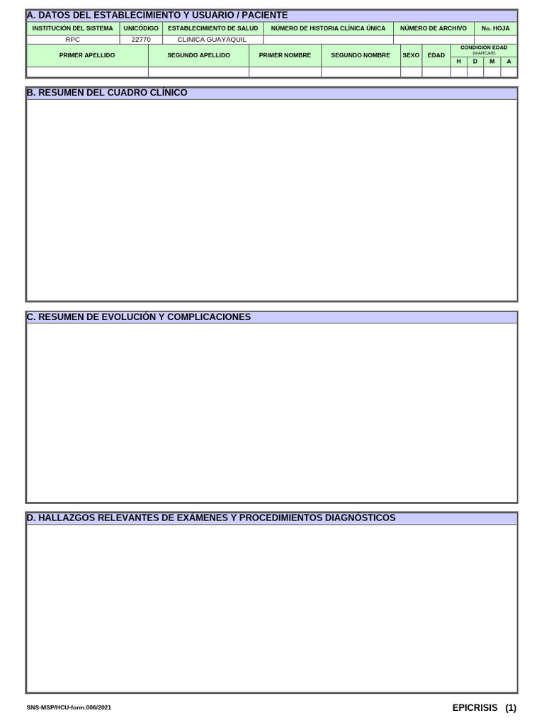 006 Epicrisis - Issfa 1 | PDF