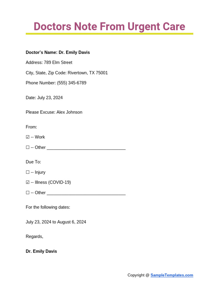 Doctors Note From Urgent Care | PDF