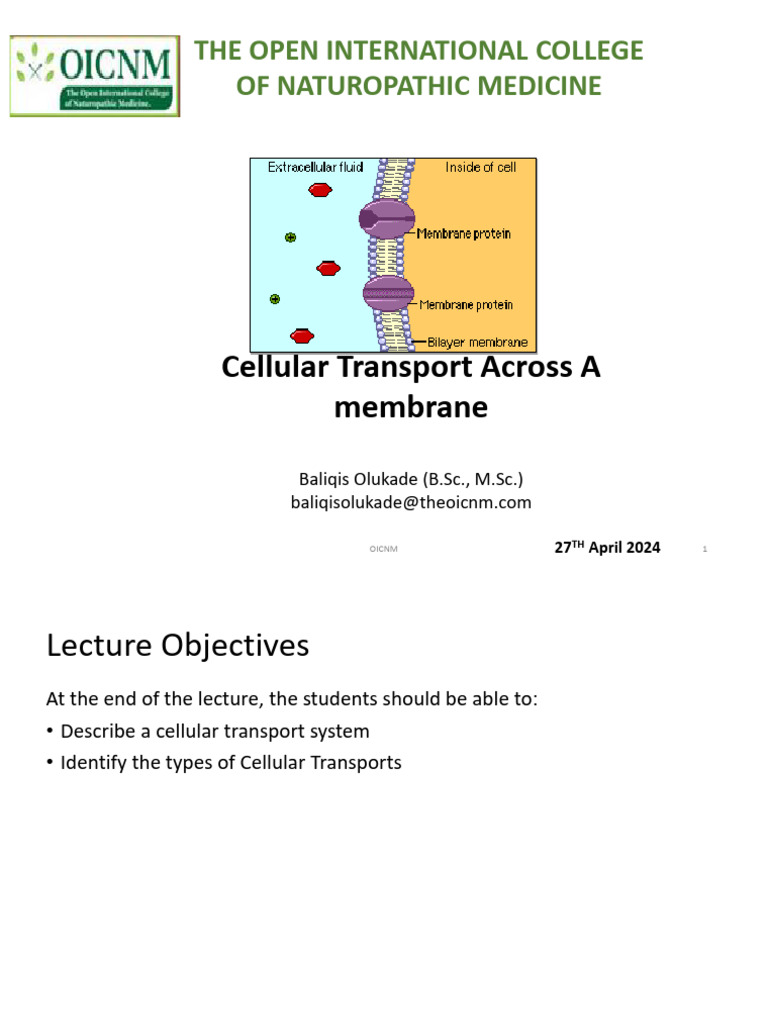 BMS 101 - Cellular Transport | PDF