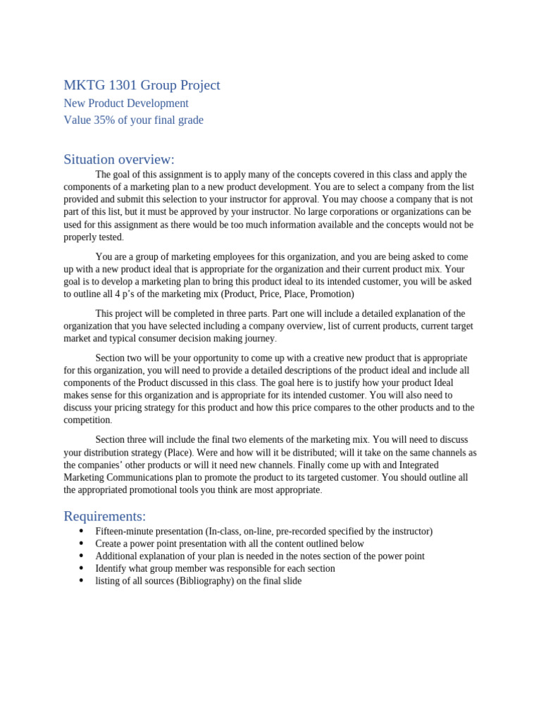 Marketing 1301 Project Fall 2023 3 | PDF