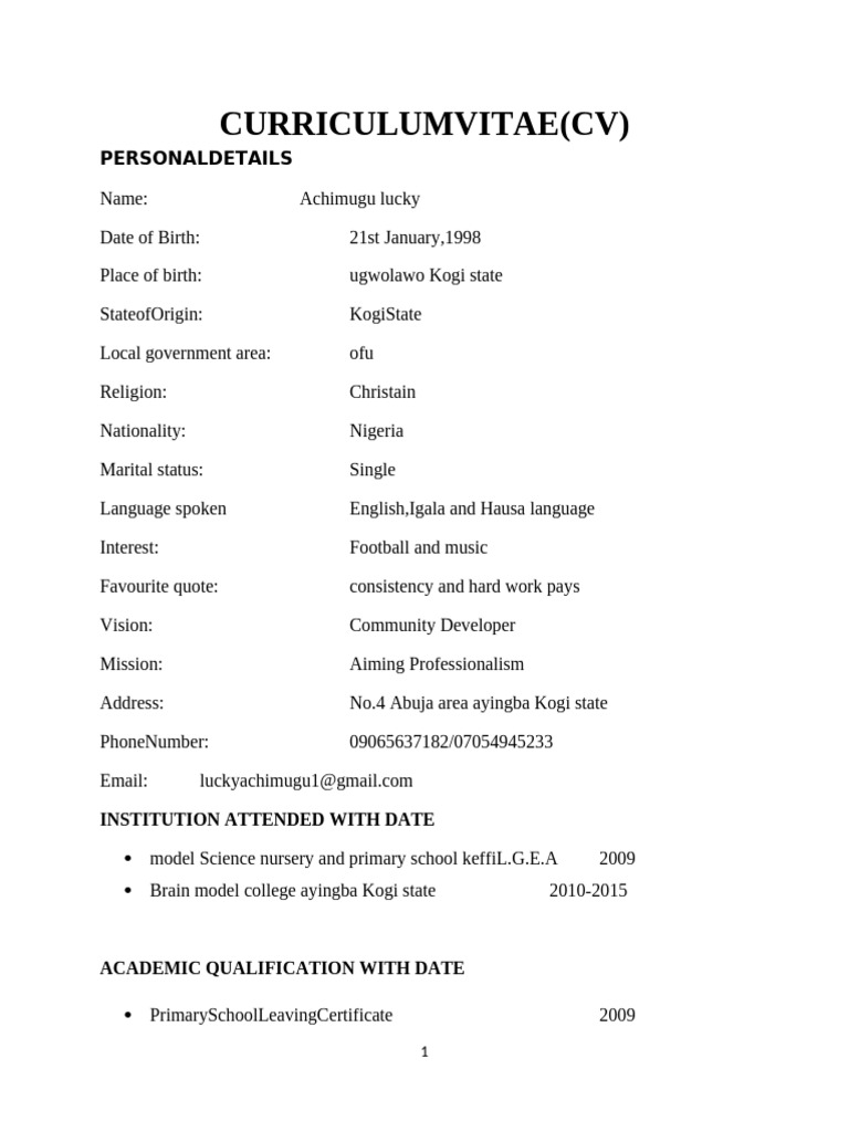 Lucky John CV | PDF