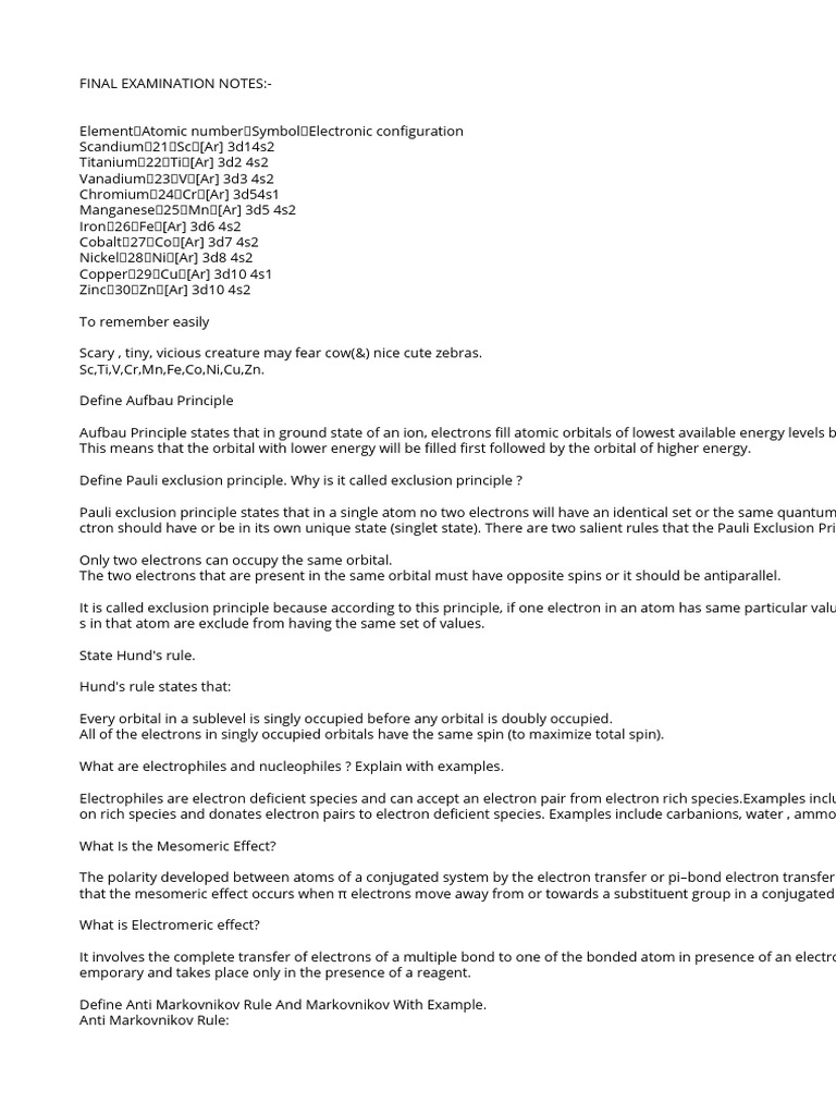 Final Examination Notes | PDF