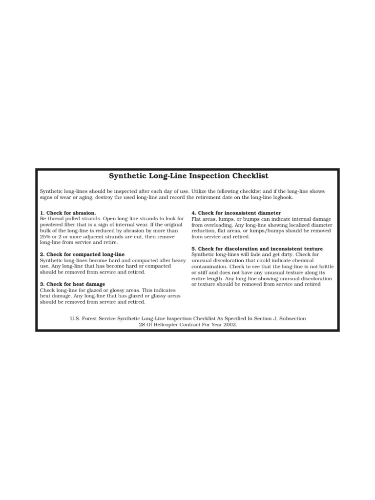 SAC Line Inspection Checklist | PDF