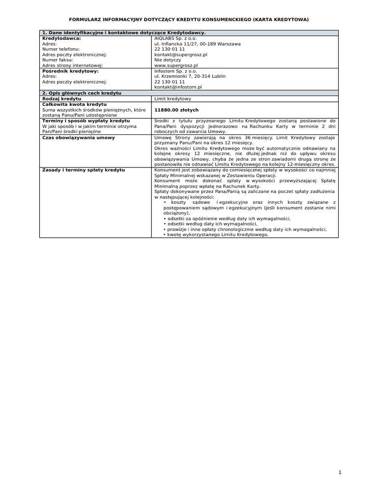 Formularz Informacyjny | PDF