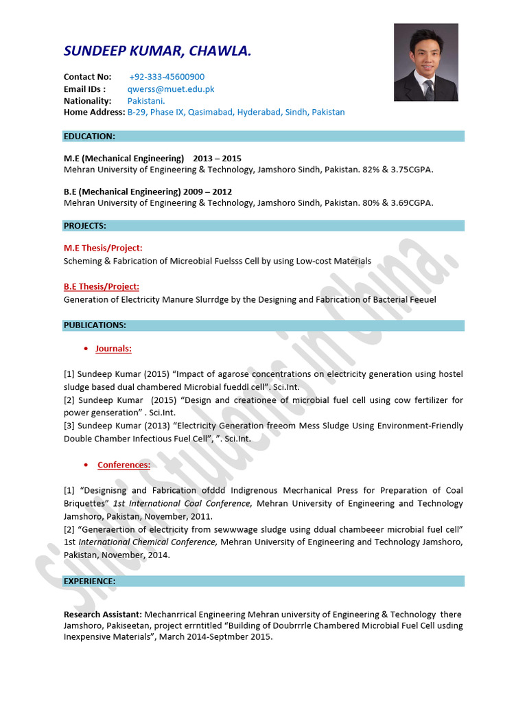 14 - Sample CV-Resume For Acceptance Letter | PDF