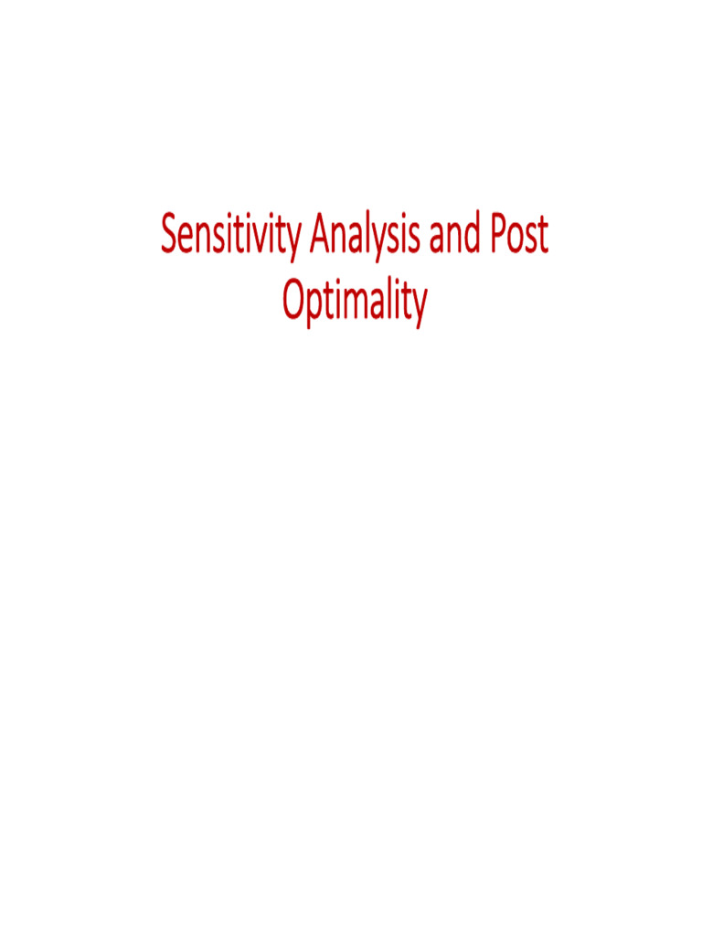 8 Sensitivity Analysis and Post Optimality | PDF