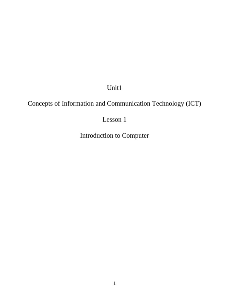 Unit 1 - ICT | PDF