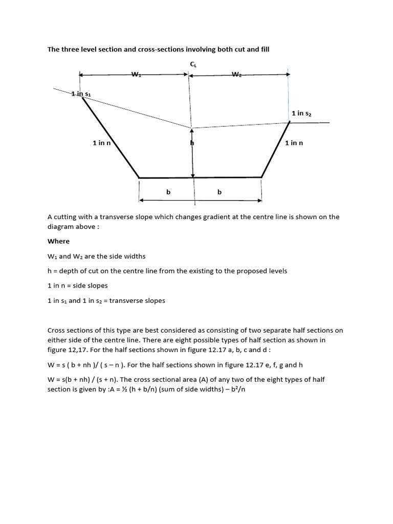 10.the Three Level Section and Cross-Section Involving Cut and Fill | PDF