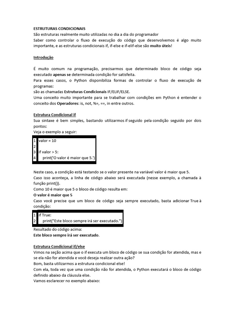 Estruturas Condicionais If Ese | PDF