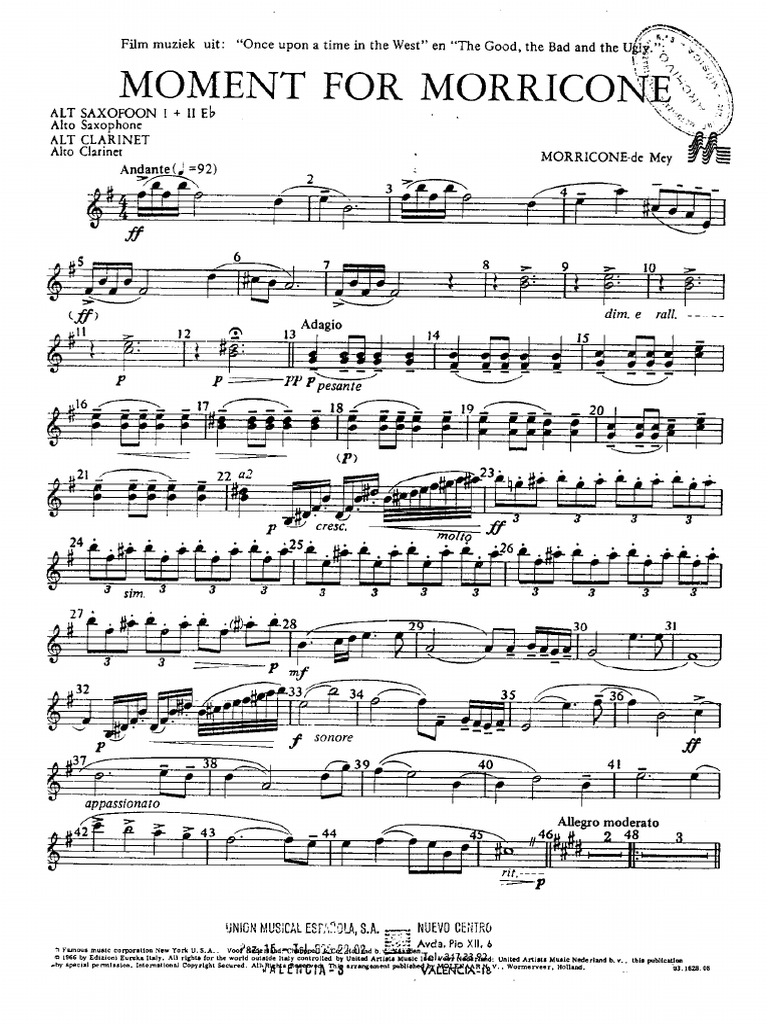 ALTO SAX Moment-For-Morricone | PDF