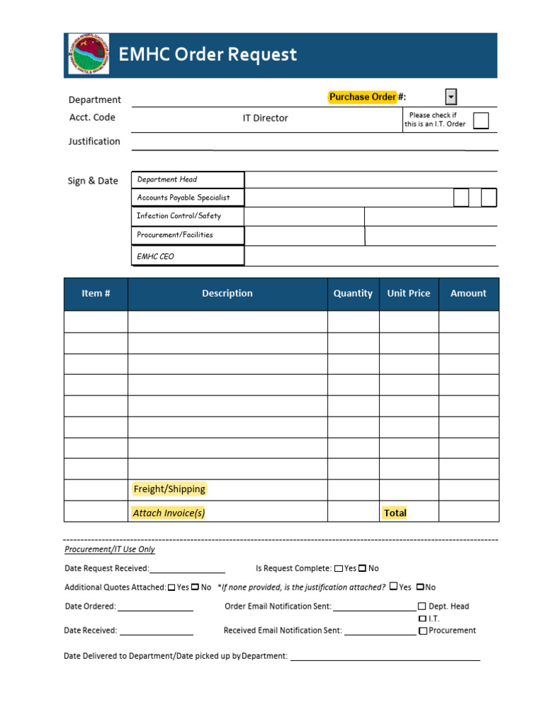 EMHC Order Request | PDF