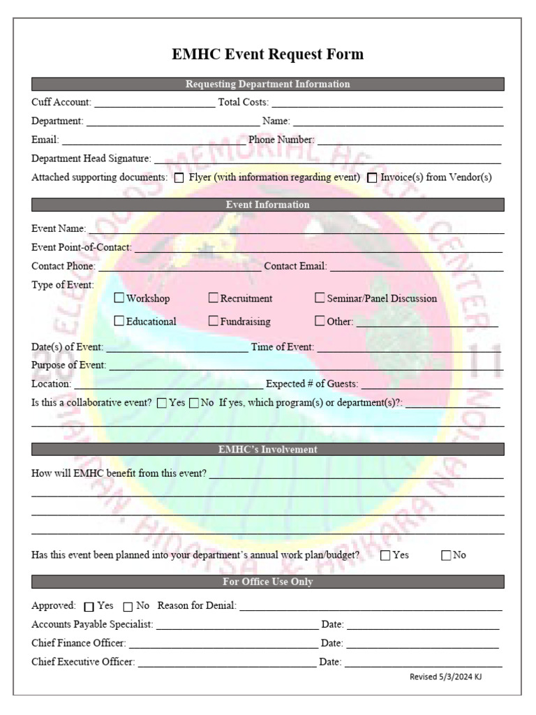 EMHC Event Request Form Template | PDF