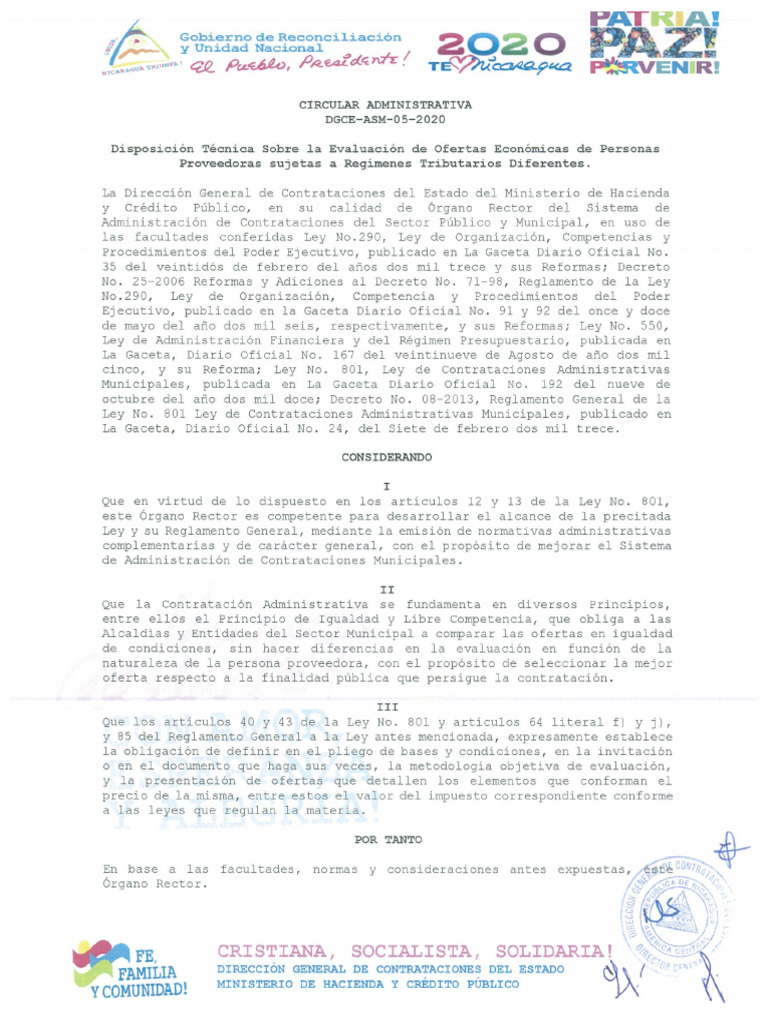 Circular Administativa - DGCE-ASM-05-2020 - Evaluacion de Ofertas ...