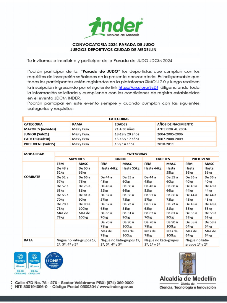 Convocatoria Parada JUDO JDCM 2024 | PDF