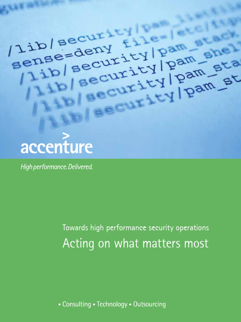 Accenture High Performance in Security | PDF