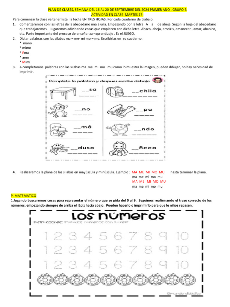 Repaso 1ro Grado Primaria | PDF