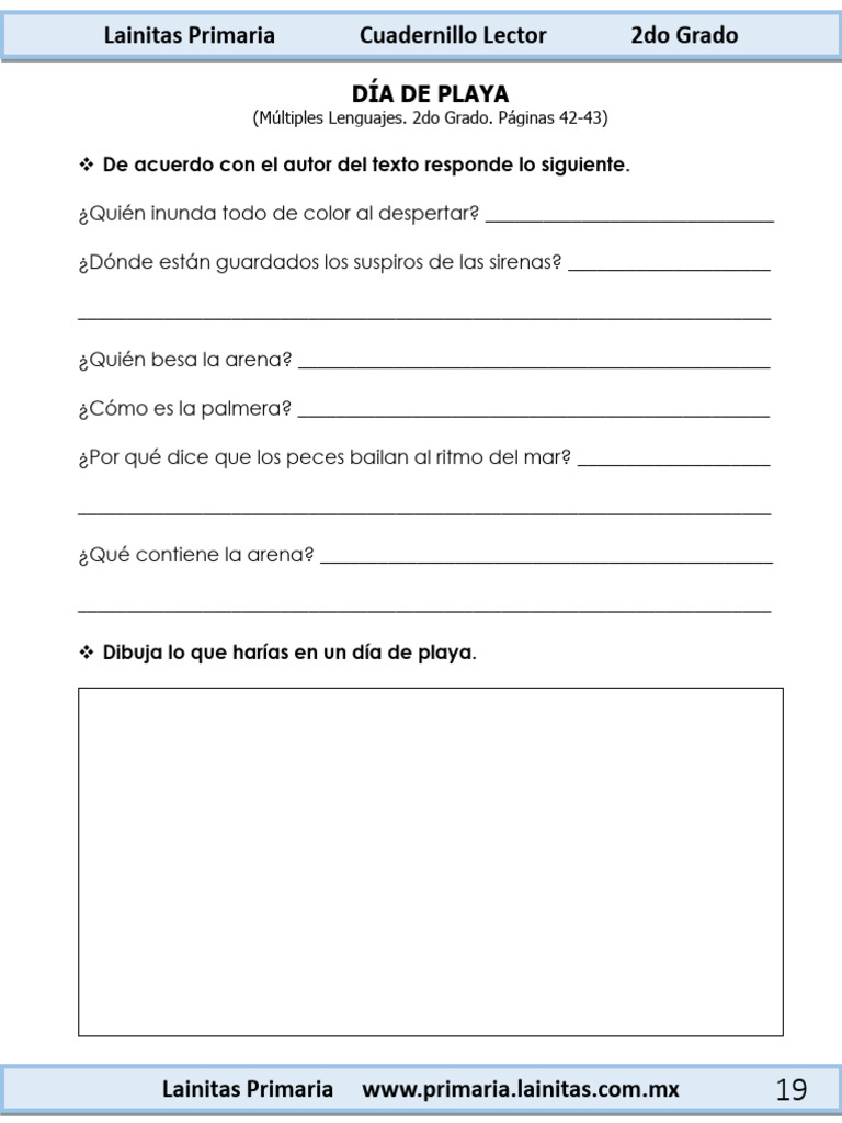 Día de Playa Actividad 3ro Grado Primaria | PDF