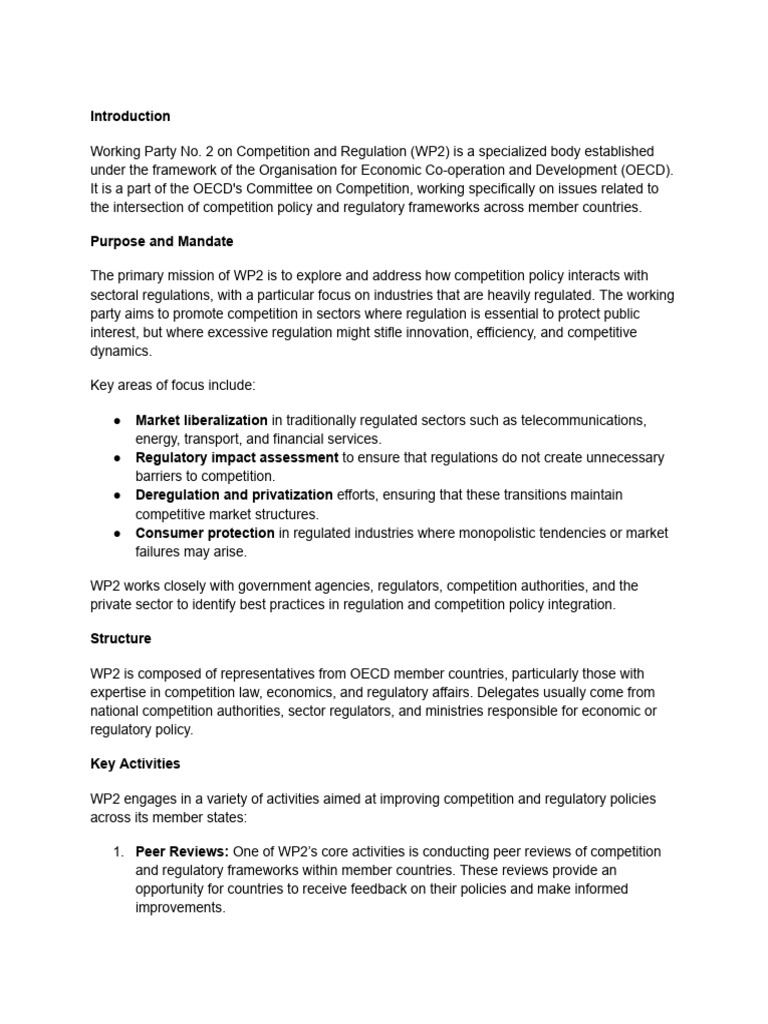 Working Party No. 2 On Competition and Regulation | PDF