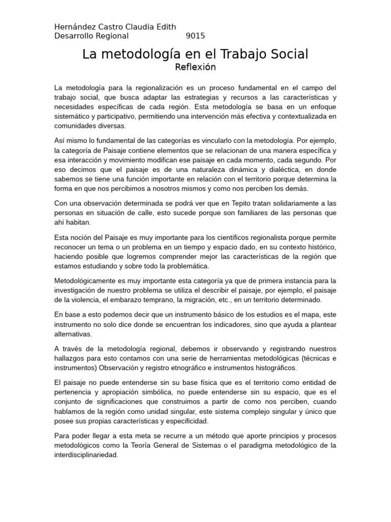 U2 - Act4 - La Metodología en Trabajo Social | PDF | Trabajo Social | Ciencia y matemáticas