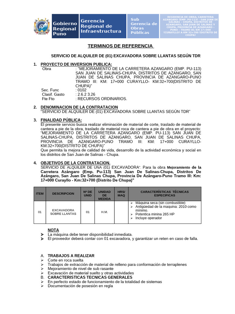 TDR EXCAVADORA Ok | PDF