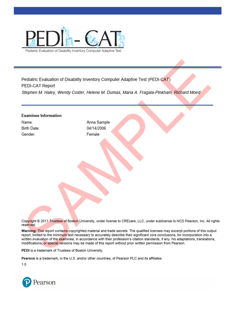 Pedi Cat Sample Report | PDF