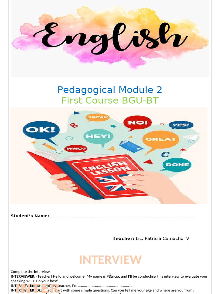 Pedagogical Module 2 FIRST BGU-BT | PDF