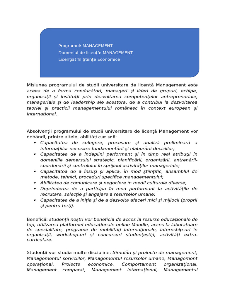 Licenta. Management | PDF