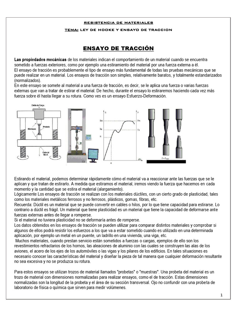 Ensayo De Tracción Y Ley De Hooke Pdf