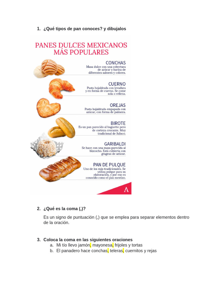 Qué Tipos de Pan Conoces | PDF