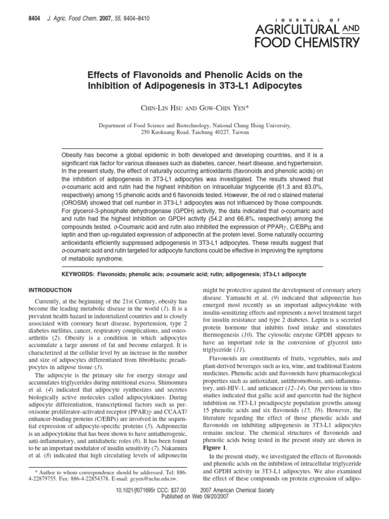 Effects of Flavonoids and Phenolic Acids On The | PDF | Adipocyte ...