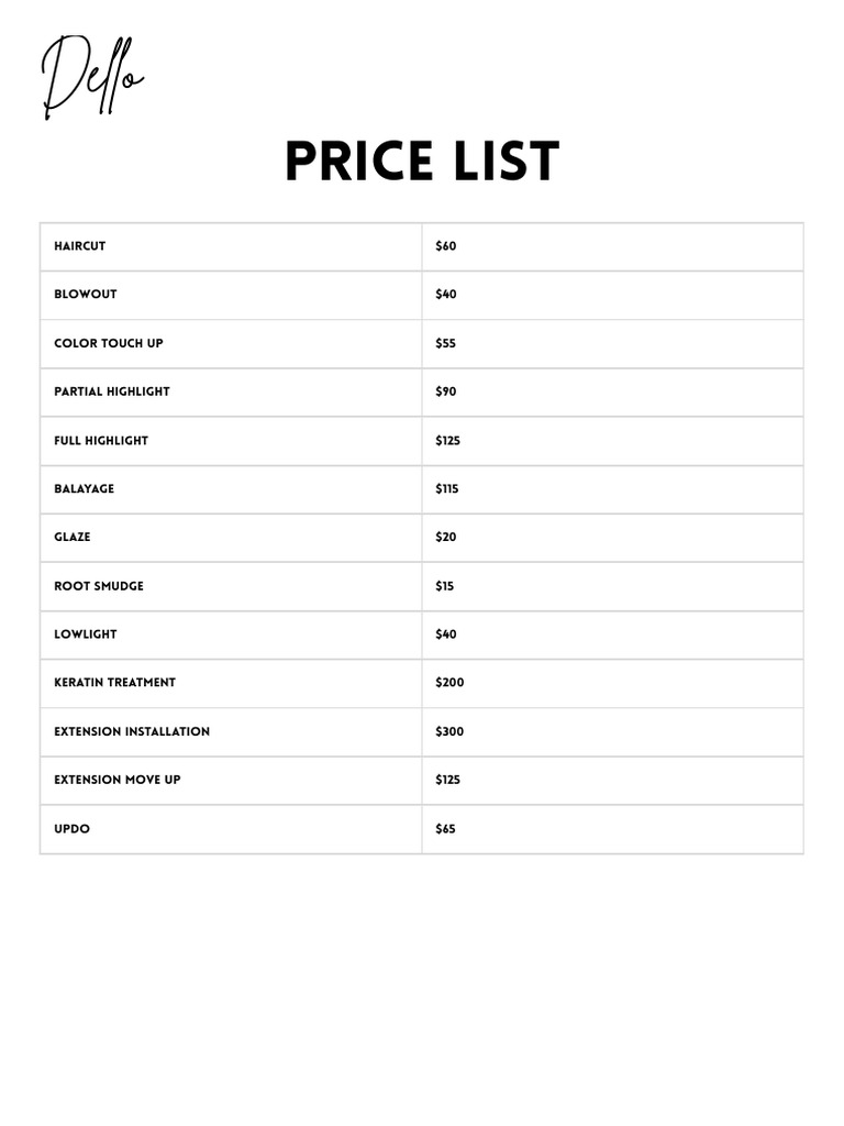 Hair Price List | PDF