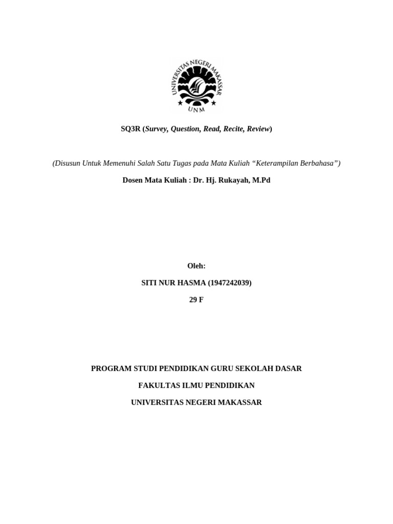 Siti Nur Hasma (SQ3R) | PDF