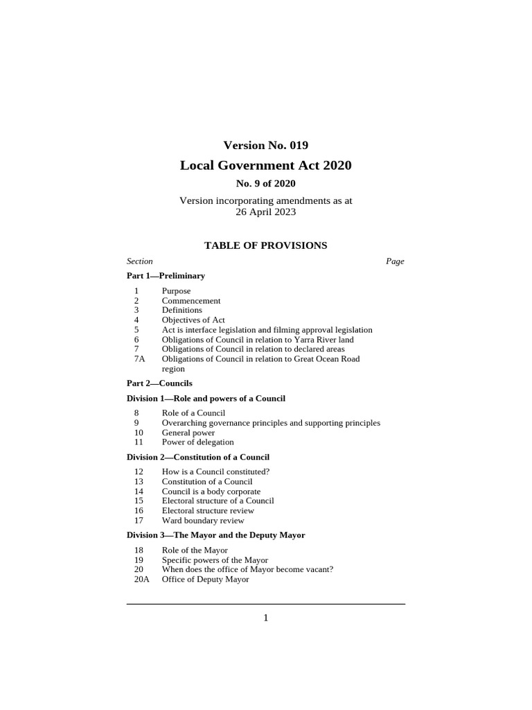 Local Government Act 2020: Version No. 019 | PDF