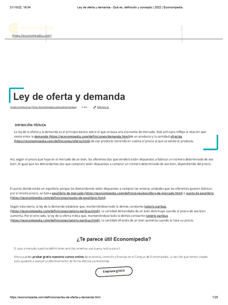 Ley de Oferta y Demanda - Qué Es, Definición y Concepto - 2022 ...
