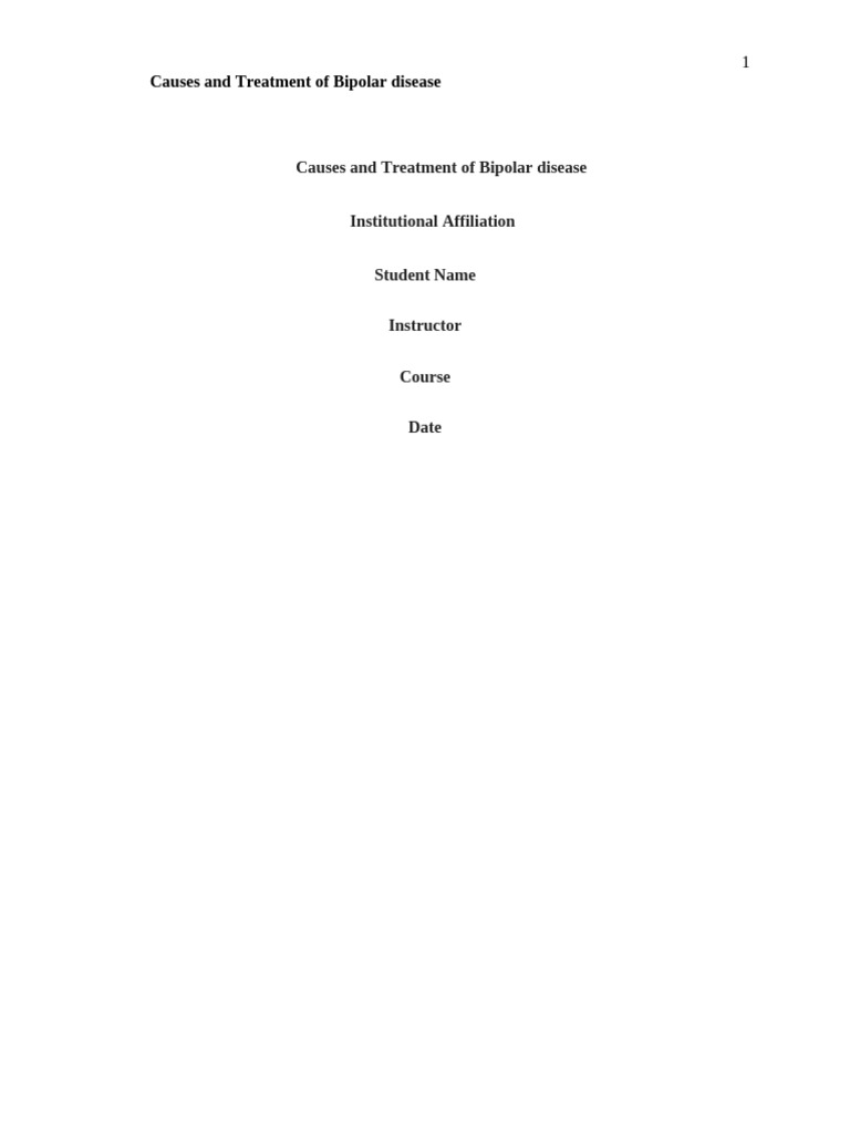 Causes and Treatment of Bipolar Disease | PDF | Bipolar Disorder | Mood ...