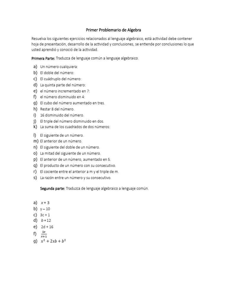 1er Problemario | PDF