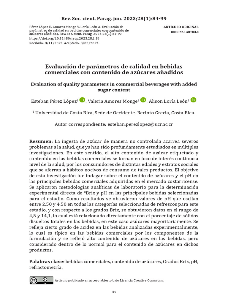 ARTÍCULO Brix y PH en Bebidas RSCP | PDF