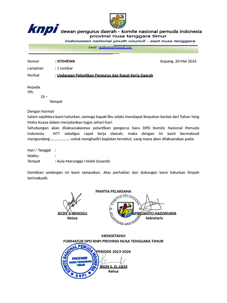Undangan Pelantikan Dan Rakerda | PDF