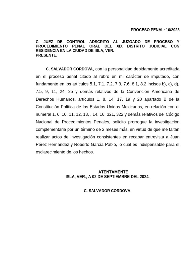 Prorroga de Investigacion Complementaria | PDF