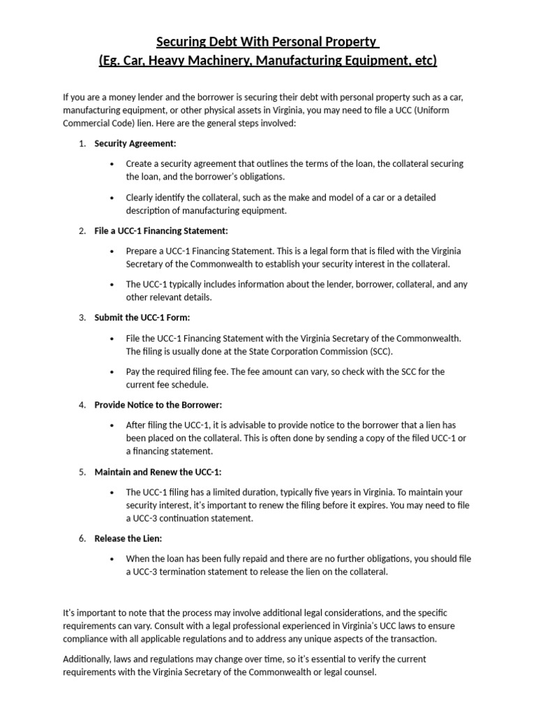 Securing Debt With Personal Property | PDF