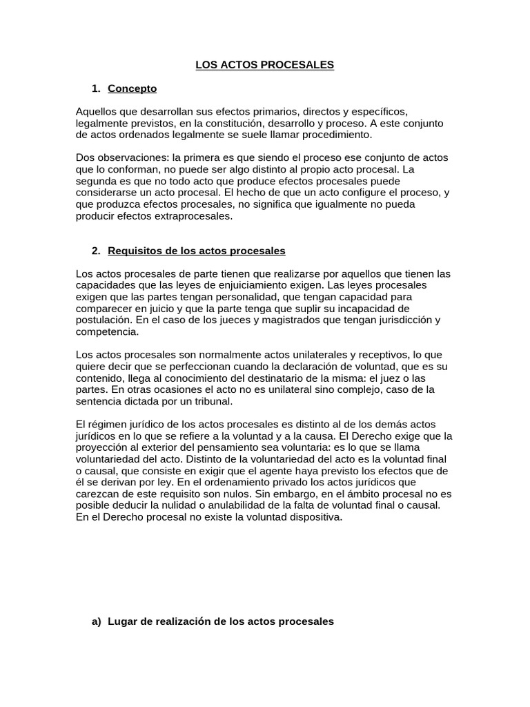 Actos Procesales: Conceptos y Requisitos | PDF | Ley procesal ...