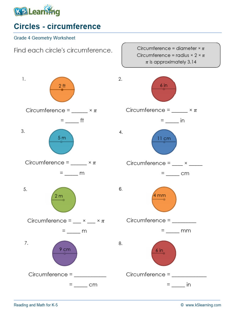 Grade 4 Geometry Circles Circumference A | PDF