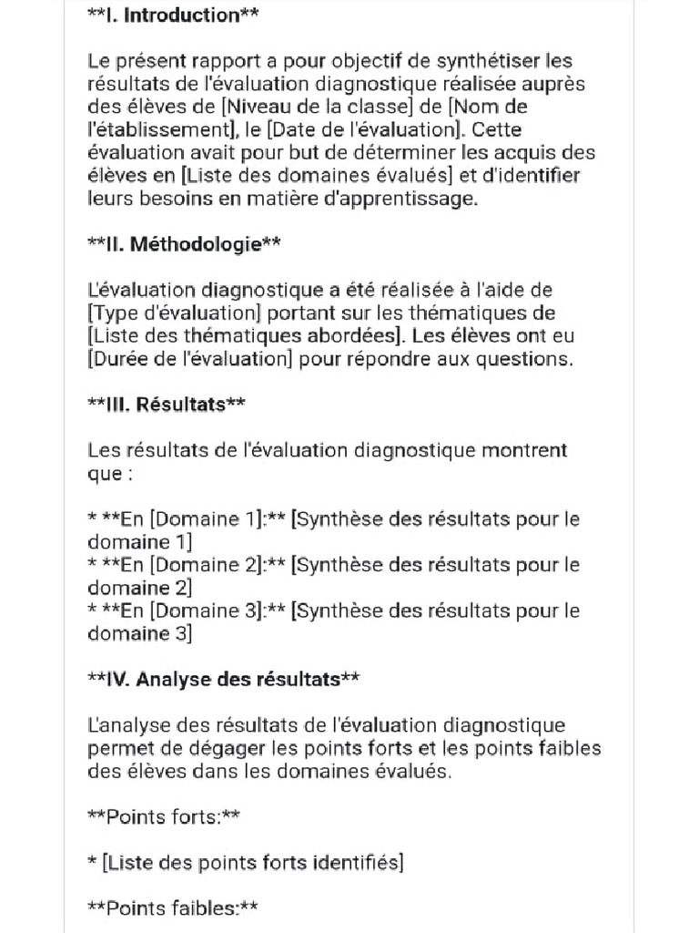 Rapport de Test Diagnostique | PDF