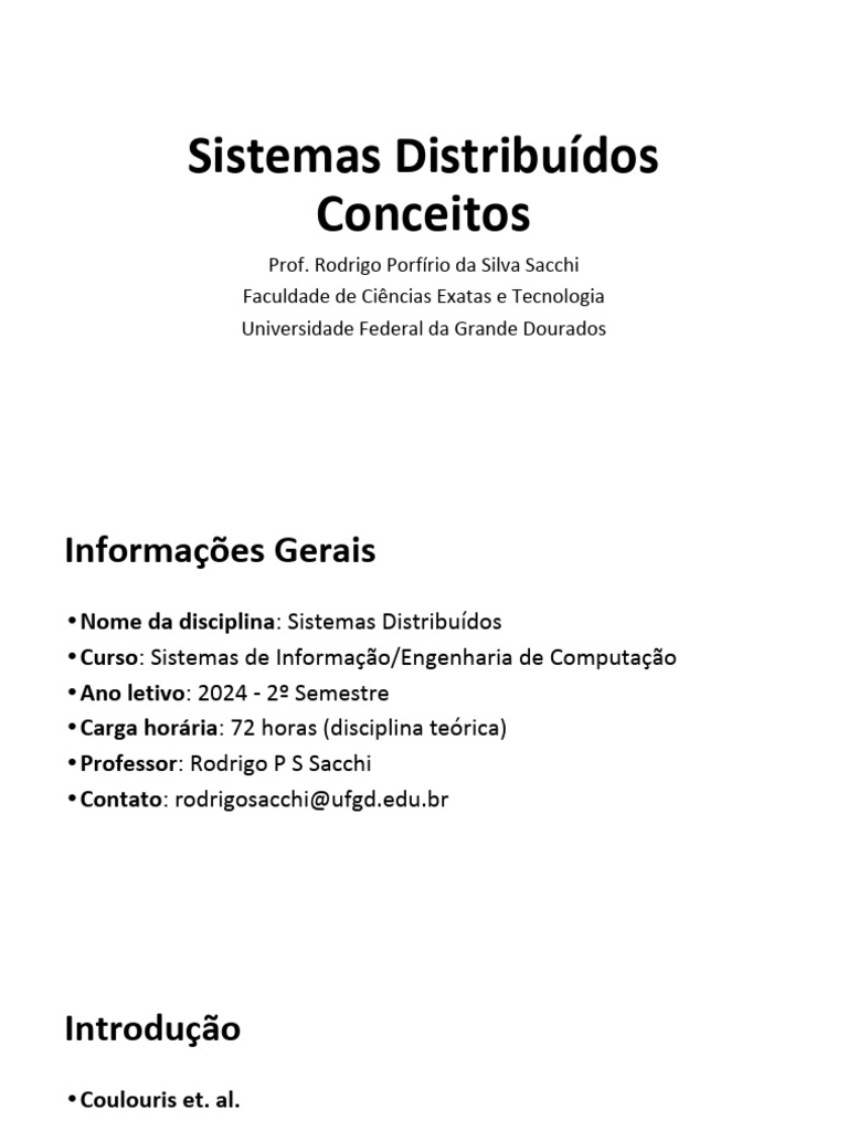 Aula 2 - Conceitos de Sistemas Distribuidos | PDF
